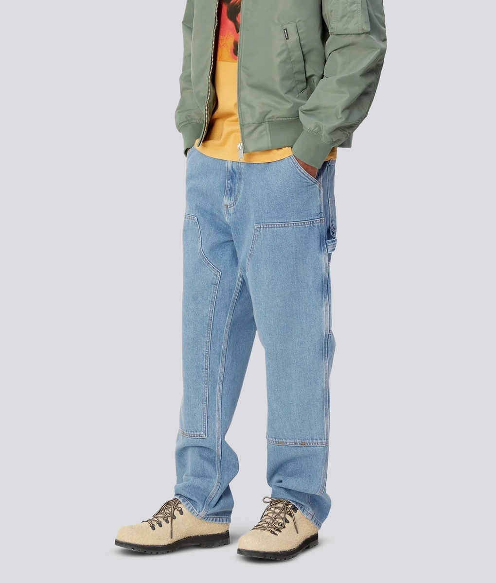 Carhartt WIP - CARHARTT WIP STONE BLEACHED DOUBLE KNEE PANT BLUE l Buy ...