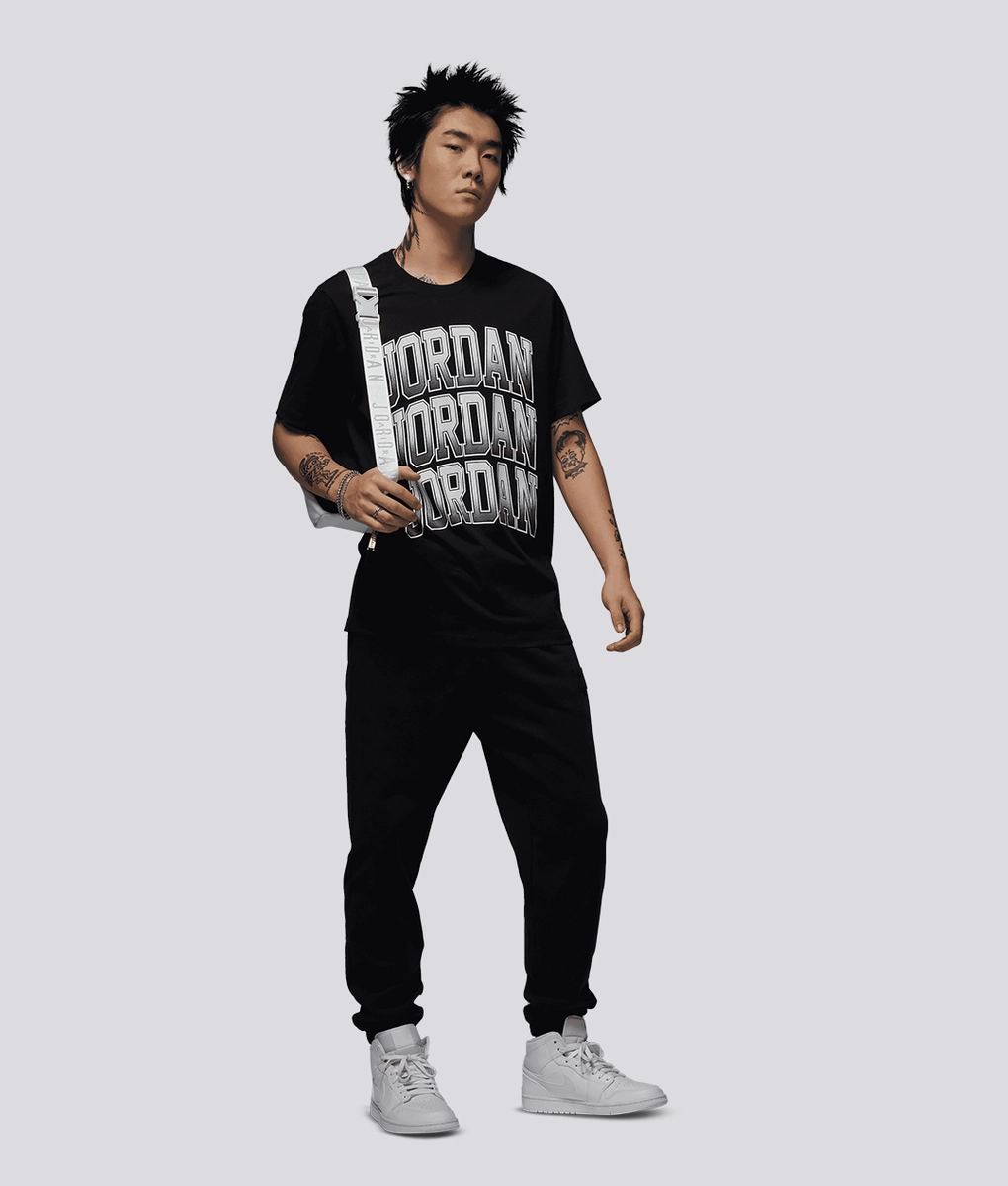 Jordan - JORDAN STACK SHORT SLEEVE T-SHIRT BLACK/WHITE l Buy Men's T ...