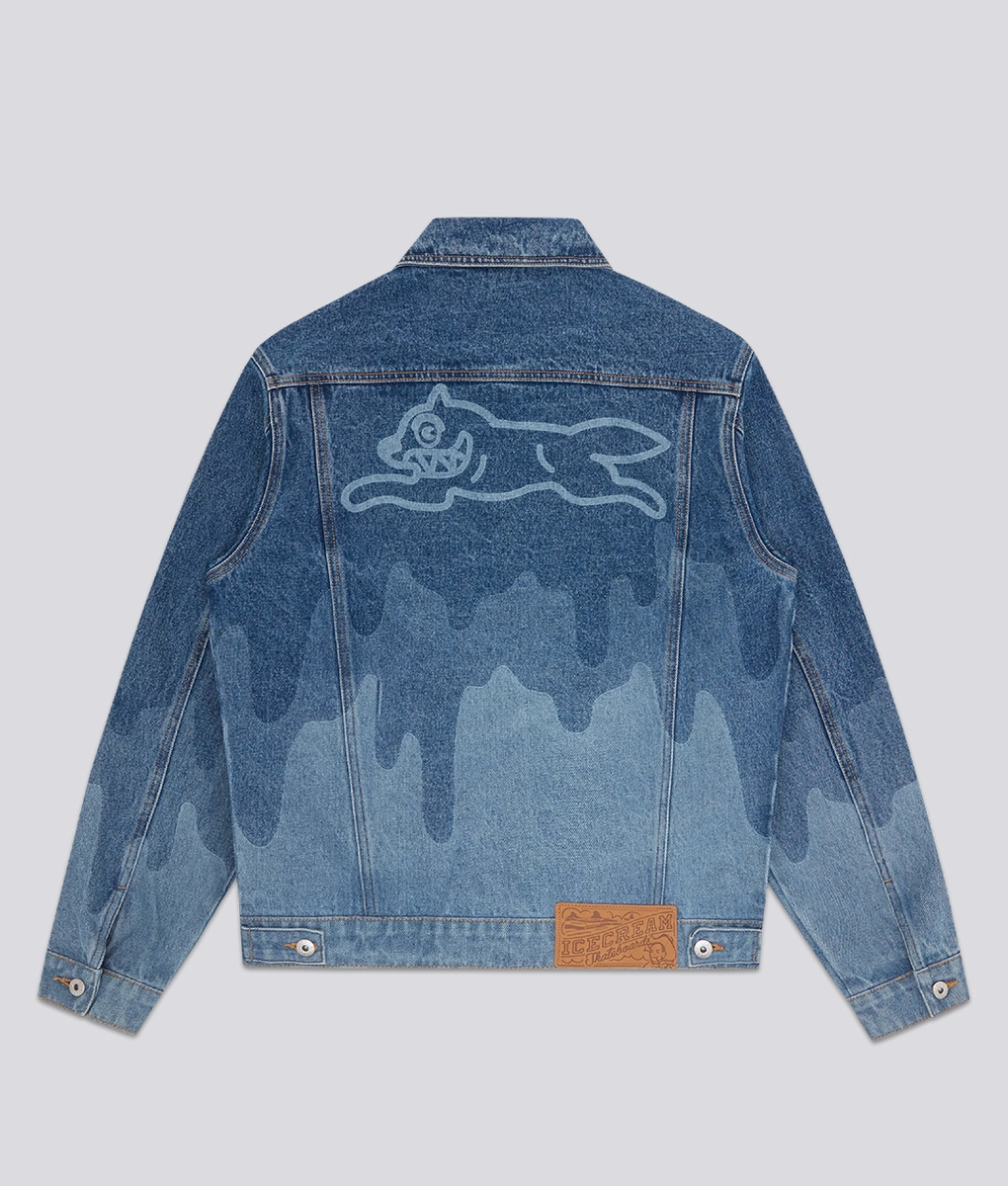 Icecream - Mid Washed Lazer Drip Denim Trucker Jacket - VegNonVeg