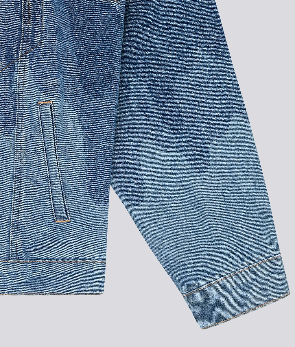 Icecream - Mid Washed Lazer Drip Denim Trucker Jacket - VegNonVeg