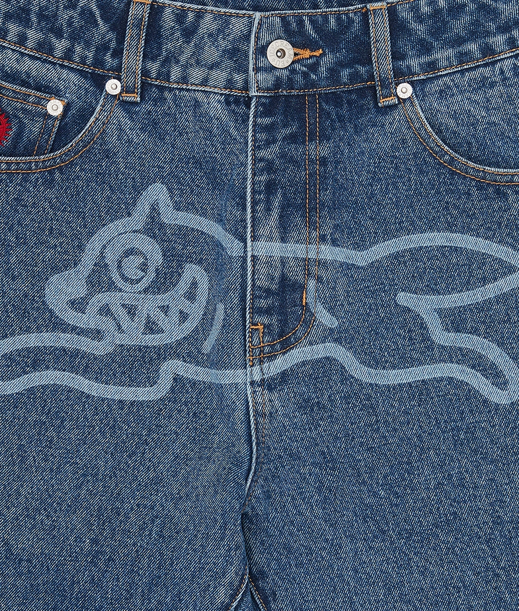 Icecream - ICECREAM MID WASHED RUNNING DOG LAZER DRIP DENIM PANT BLUE l ...