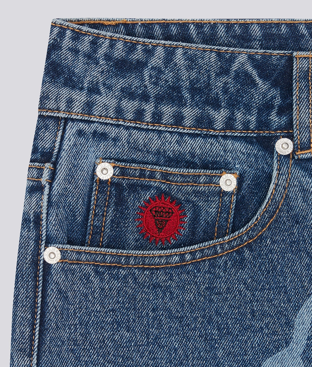 Icecream - Mid Washed Running Dog Lazer Drip Denim Pant - VegNonVeg