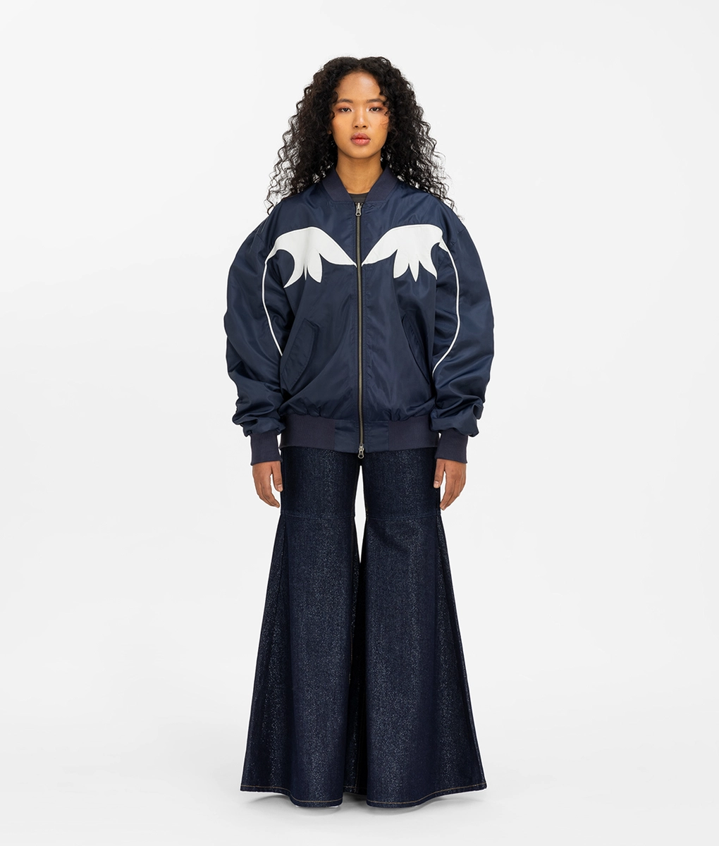 VegNonVeg - VEGNONVEG OVERSIZED FLORAL BOMBER 'ECLIPSE BLUE' 0 l Buy ...