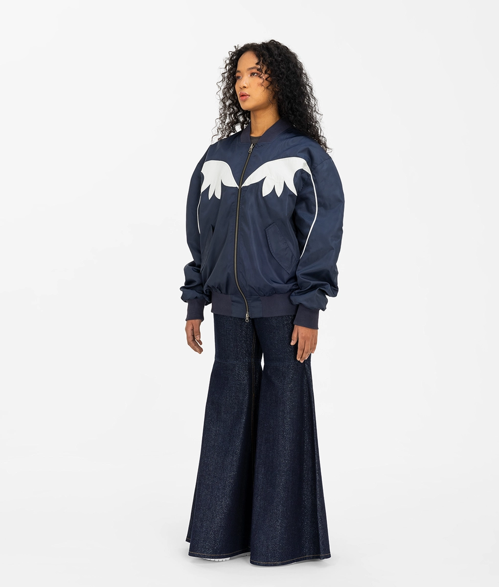 VegNonVeg - VEGNONVEG OVERSIZED FLORAL BOMBER 'ECLIPSE BLUE' 0 l Buy ...