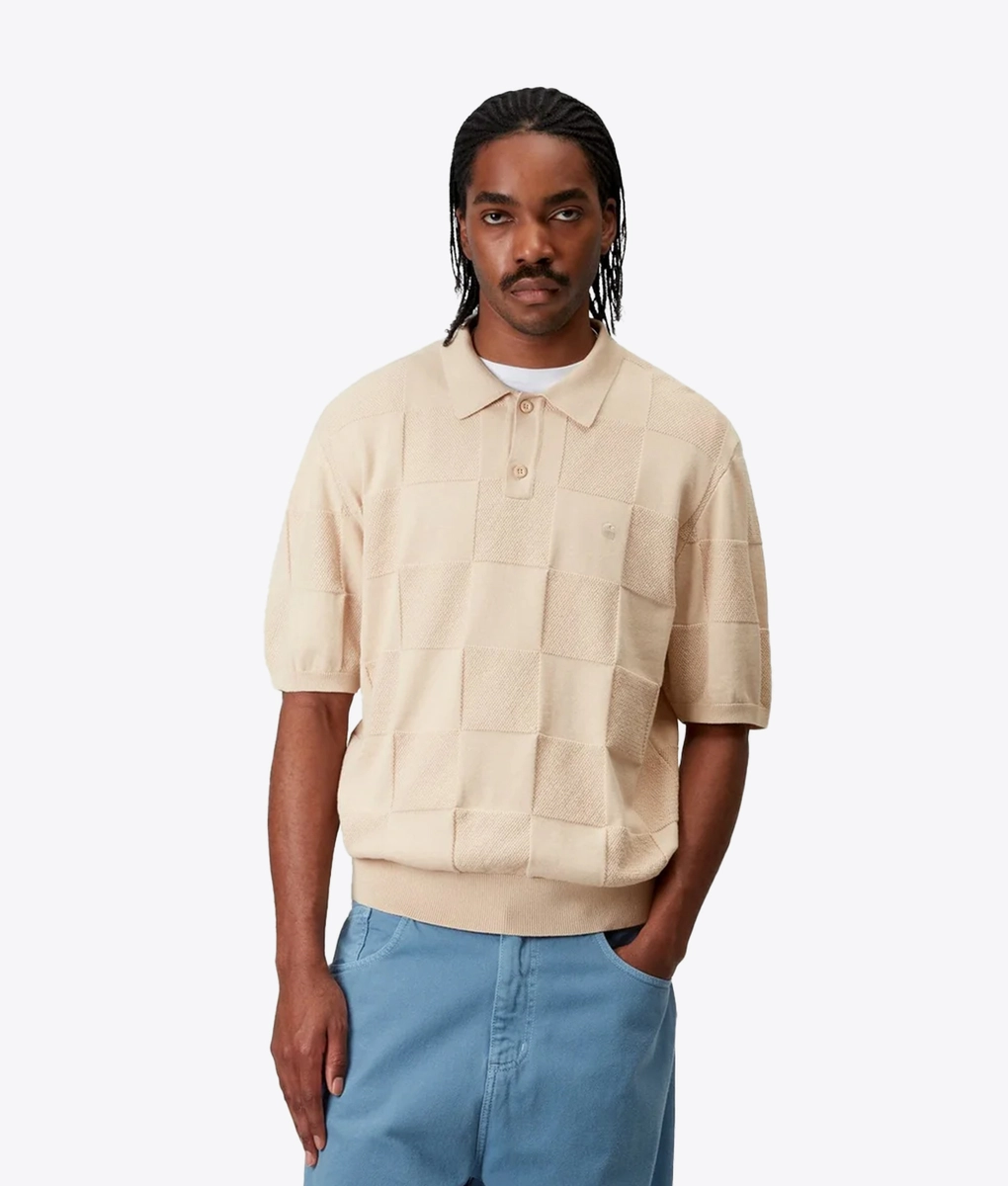 Carhartt WIP - CARHARTT WIP SHORT SLEEVE CHECKER POLO FLEUR DE SEL l ...