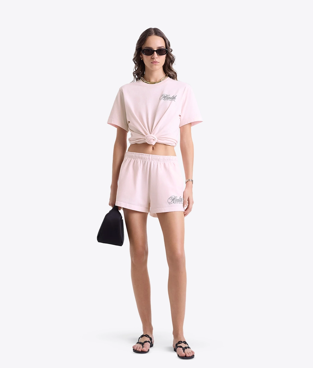 Sporty & Rich - Sporty & Rich Health Script Disco Short Pink Dolphin ...