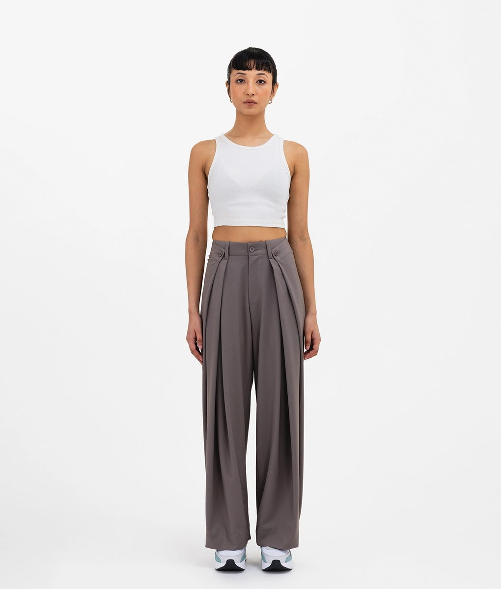 VegNonVeg - Veg Non Veg Pleated Pants Ash | Buy Unisex Pants Online At VegNonVeg - VegNonVeg