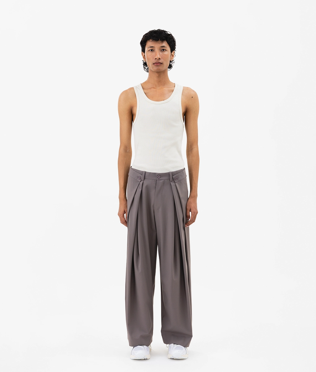 VegNonVeg - Veg Non Veg Pleated Pants Ash | Buy Unisex Pants Online At VegNonVeg - VegNonVeg