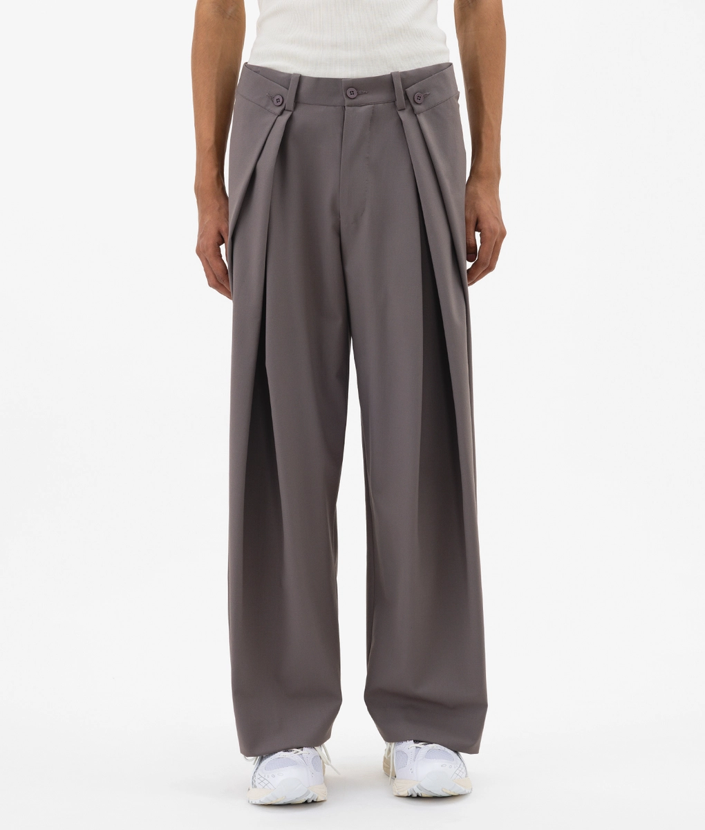 VegNonVeg - Veg Non Veg Pleated Pants Ash | Buy Unisex Pants Online At VegNonVeg - VegNonVeg