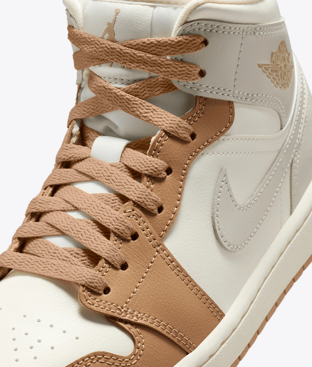Jordan - Jordan Air Jordan 1 Mid Pale Ivory/Light Orewood Brown-Hemp ...