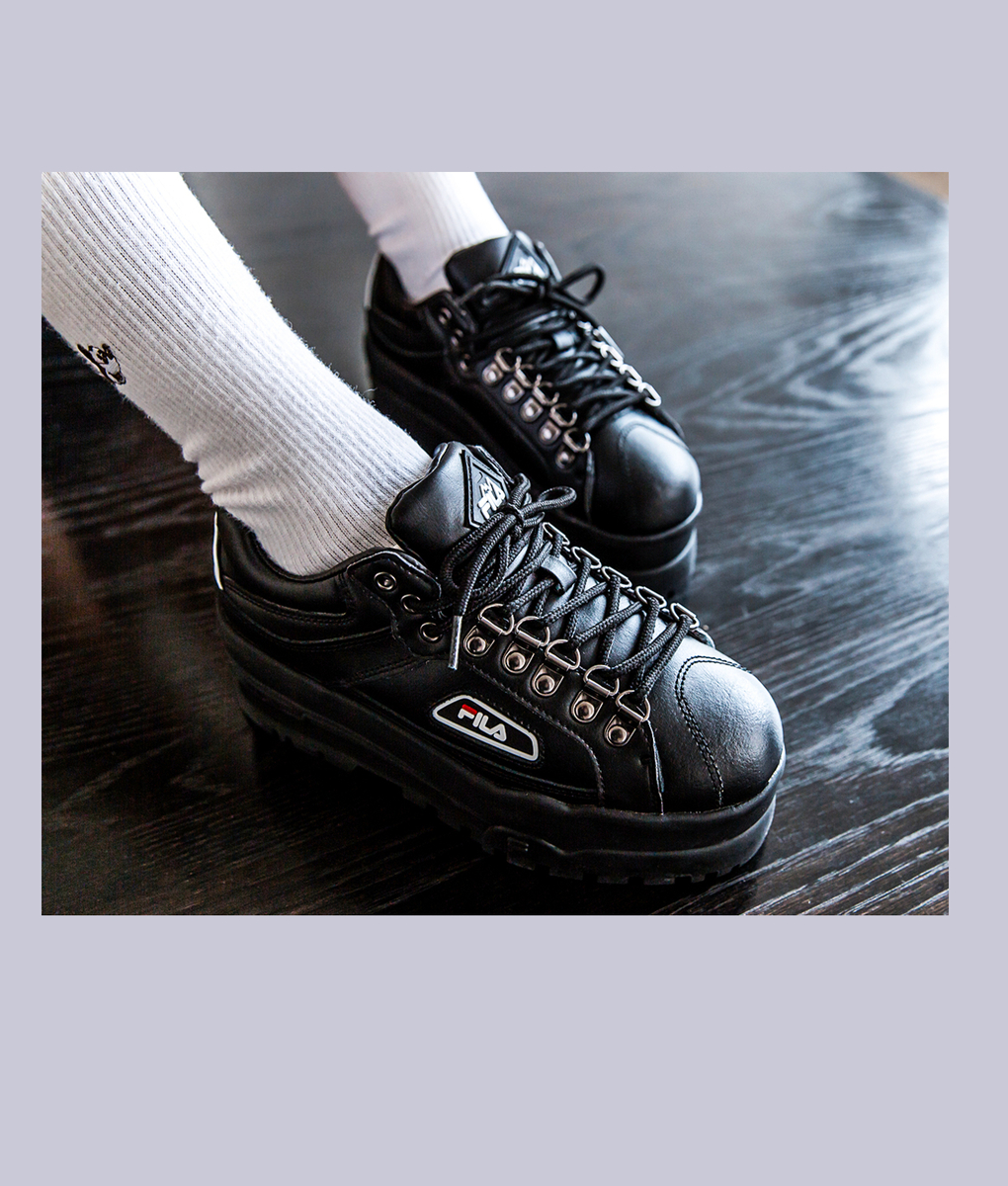 Fila black trailblazer leather trainers store