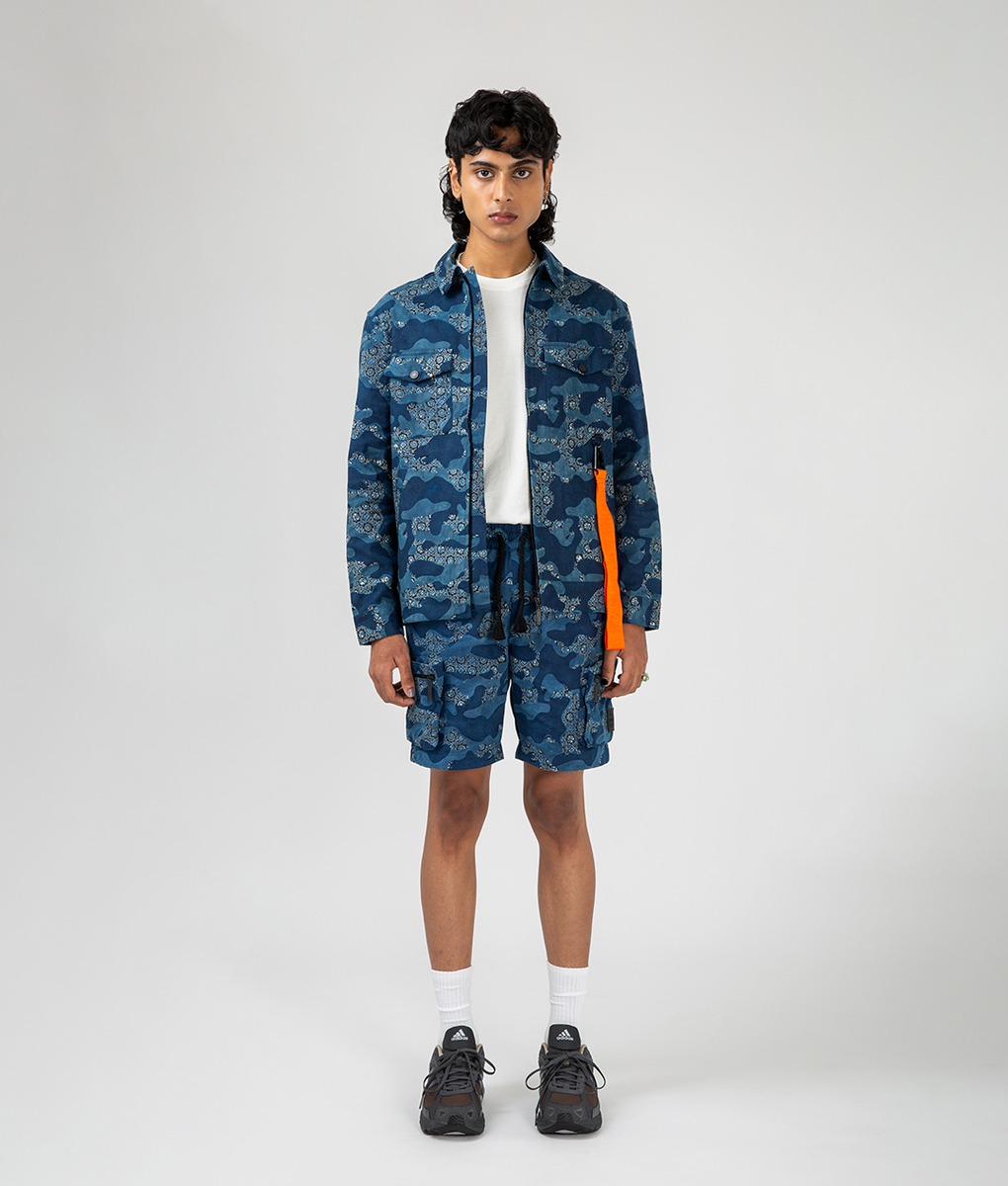 VegNonVeg - VEGNONVEG AJRAKH CAMO SHACKET INDIGO BLUE l Buy Unisex ...