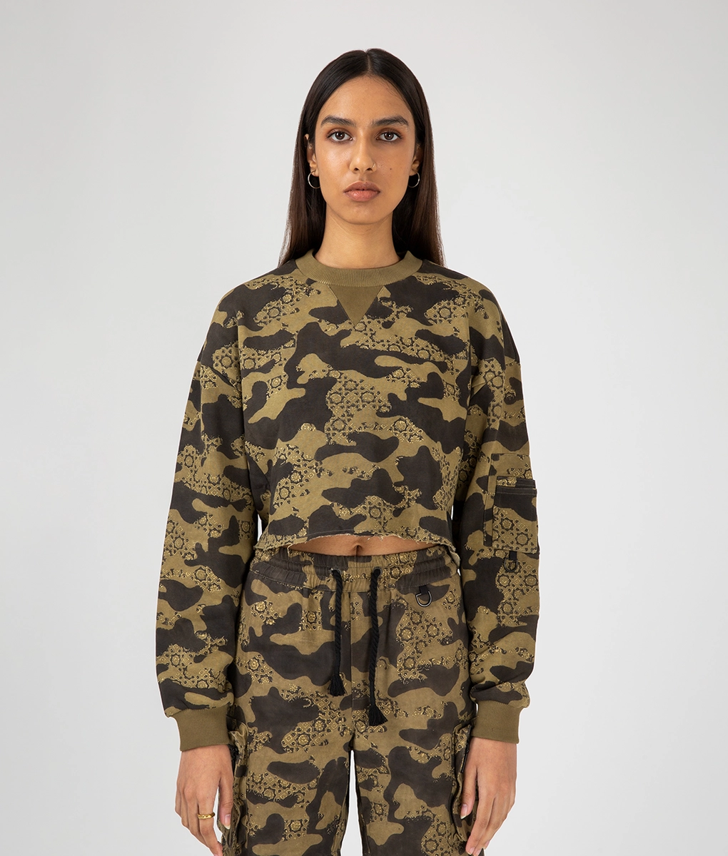 VegNonVeg - Ajrakh Camo Crop Top - VegNonVeg