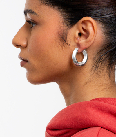 VegNonVeg - ROUND HOOP EARRINGS- SMALL 'SILVER' - VegNonVeg