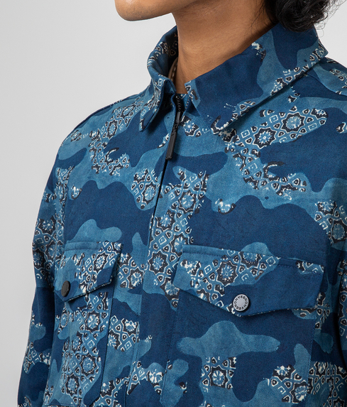 VegNonVeg - AJRAK CAMO SHACKET 'INDIGO BLUE' - VegNonVeg
