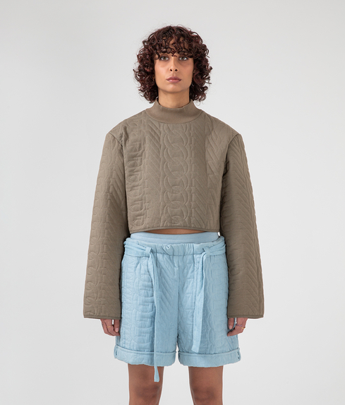 VegNonVeg - QUILTED CROP TOP 'SMOKE GREY' - VegNonVeg