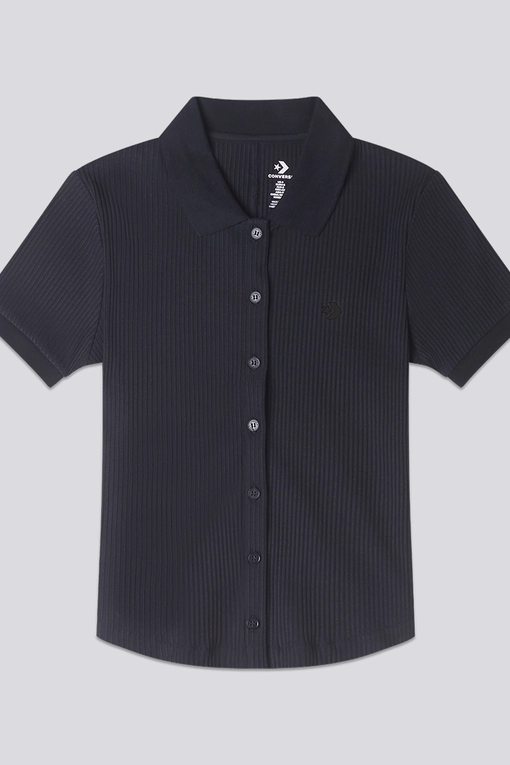 Converse - CONVERSE SLIM BUTTON UP POLO BLACK l Buy Women's Tee Online ...