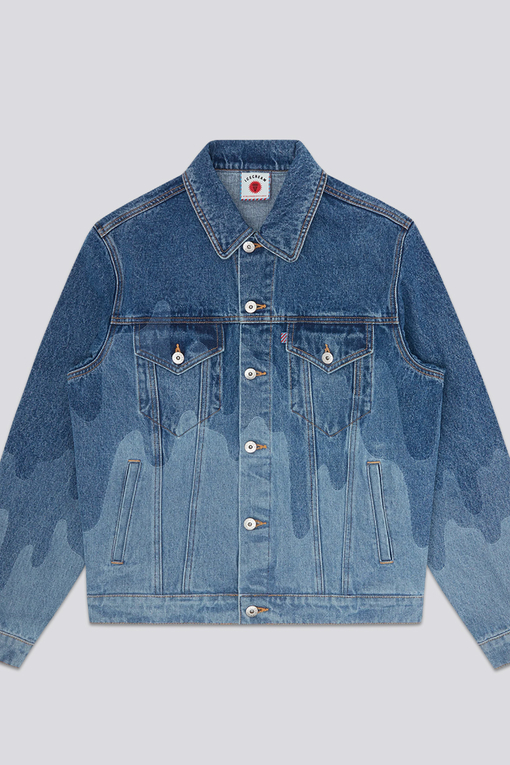 Icecream - Mid Washed Lazer Drip Denim Trucker Jacket - VegNonVeg