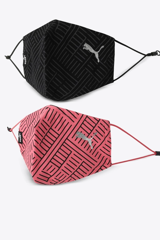 Puma - PUMA FACE MASK II SET OF 2 'PUMA BLACK/IGNITE PINK' - VegNonVeg