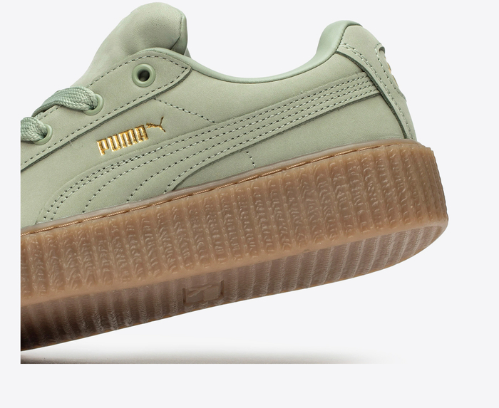 Puma - X FENTY CREEPER PHATTY NUBUCK 'GREEN FOG-PUMA GOLD-GUM' - VegNonVeg