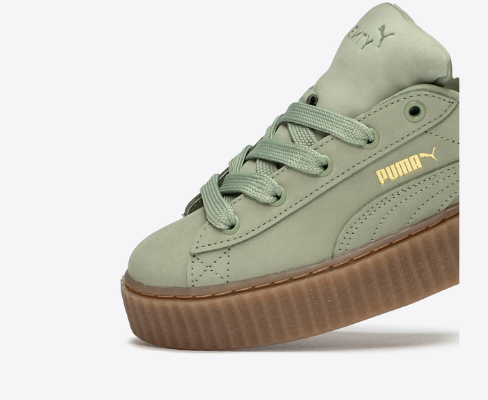 Puma - X FENTY CREEPER PHATTY NUBUCK 'GREEN FOG-PUMA GOLD-GUM' - VegNonVeg