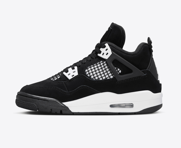 Jordan - AIR JORDAN 4 RETRO GS 'BLACK/WHITE' - VegNonVeg