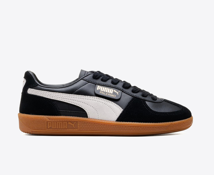 Puma - PALERMO LEATHER 'PUMA BLACK/FEATHER GRAY-GUM' - VegNonVeg