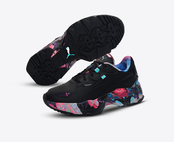 Puma - ORKID FLORAL WNS 'PUMA BLACK/ELEKTRO AQUA' - VegNonVeg